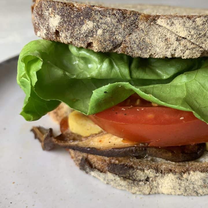 Vegan Shiitake BLT Sandwich with Cheddar Cheese - The Mindful Fork